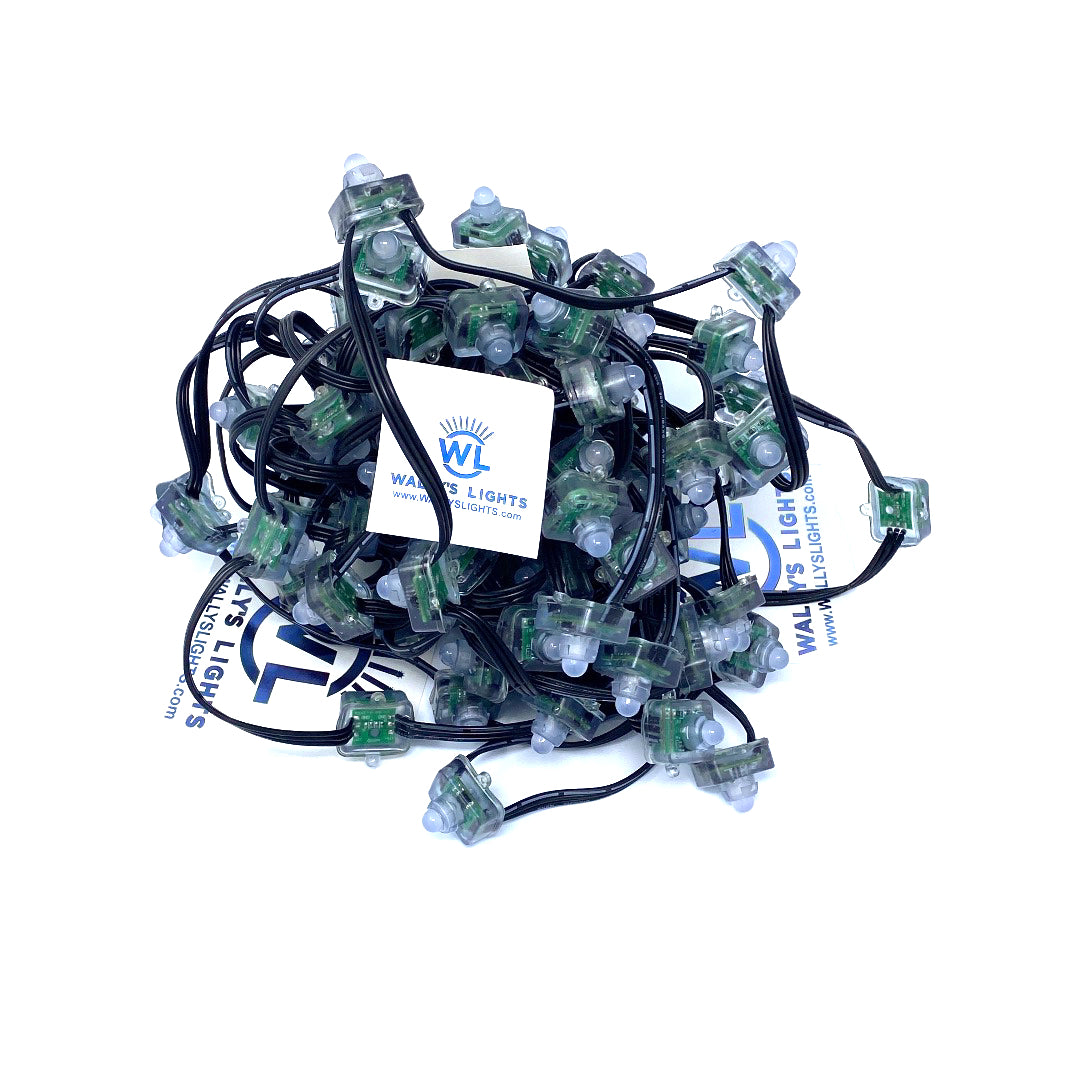 12v WS2811 Resistor Pixel 100ct ~4" Spacing String Square Node Black W ...